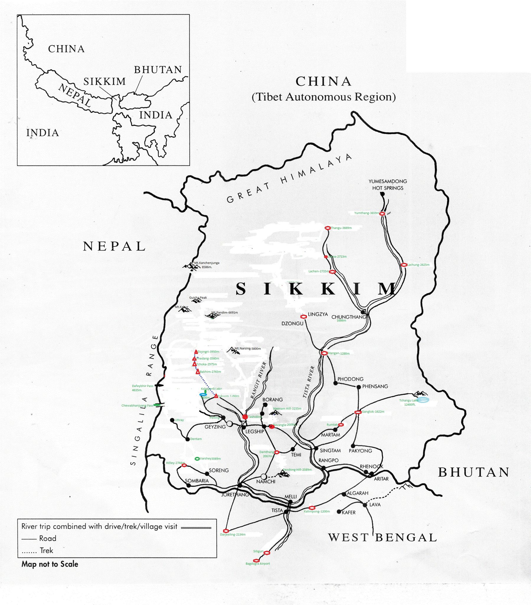 Sikkim Trekking Map